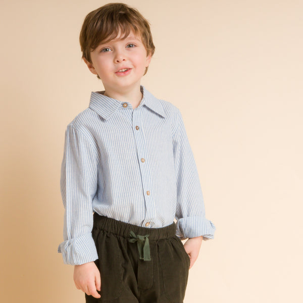 Boys Collar Shirt - Blue Stripe - Beet World