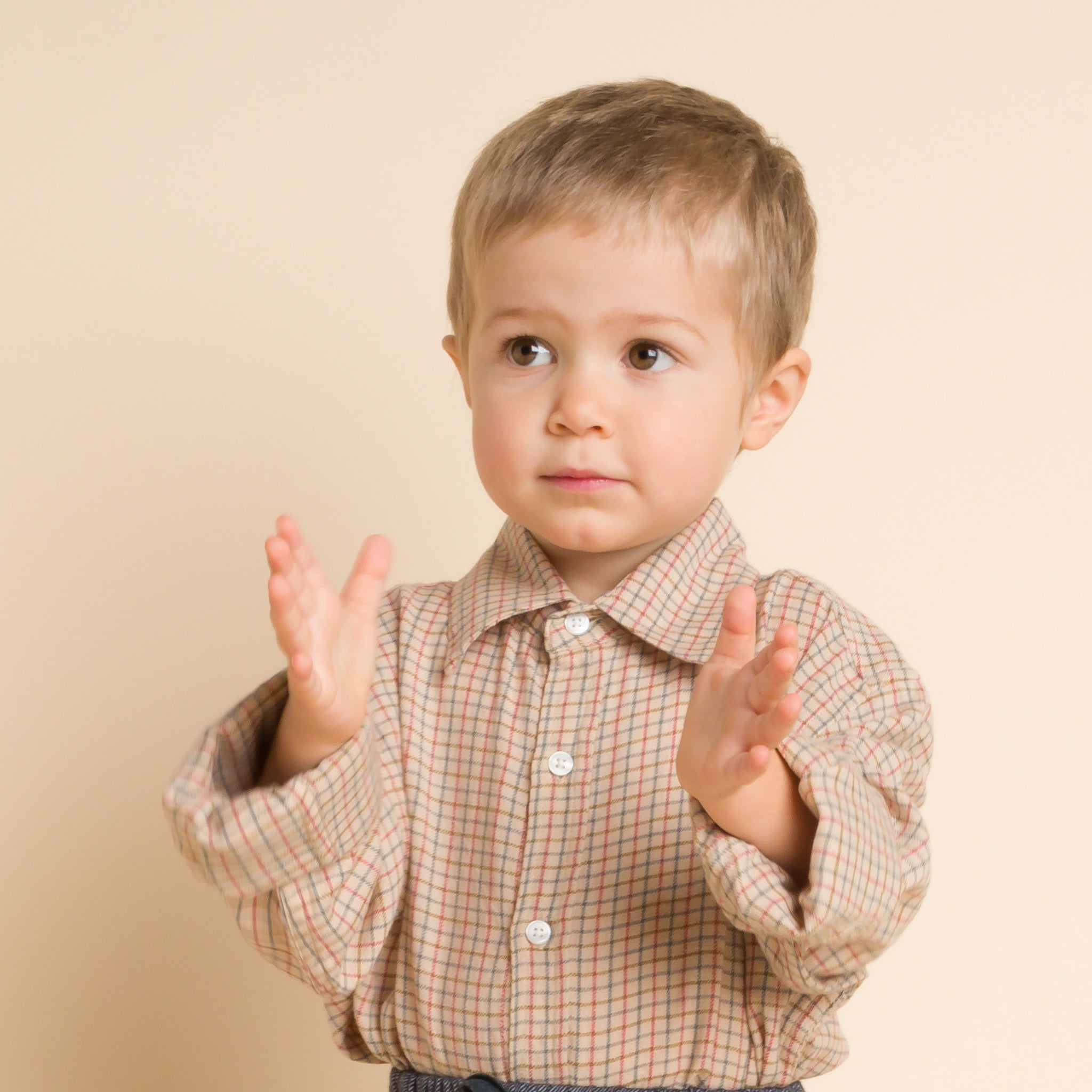 Boys Shirt Beige Country Check Beet World boys-shirt-beige-country-check-beet-world